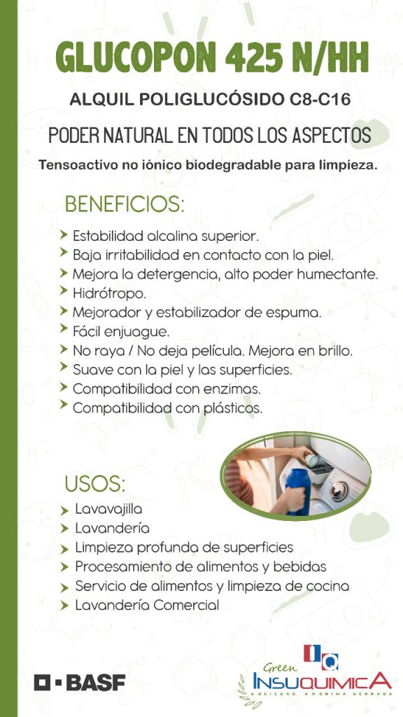 GLUCOPON 425 N/HH – ALQUIL POLIGLUCOSIDO C8-C10 – BASF – ALEMANIA – FRASCO X 1 KG – Tienda ...