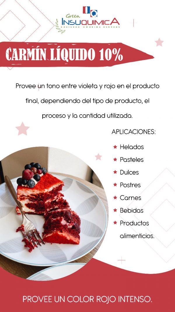 CARMIN LIQUIDO 10% – COCHINILLA – COLORANTE NATURAL ROJO – NACIONAL ...